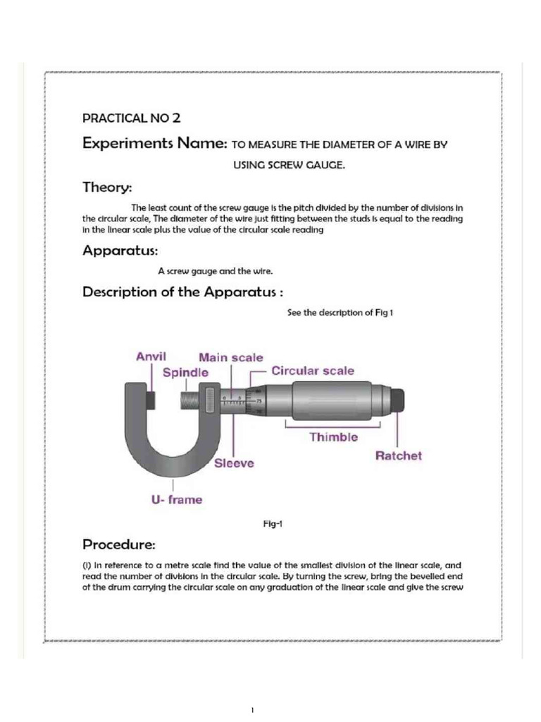 Experiment 2 Screw Gauge Physics | PDF