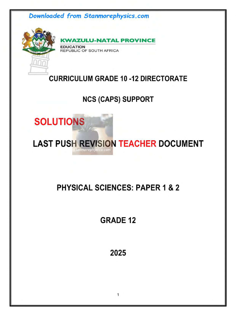 Grade 12 Physical Sciences Last Push 2025 | PDF | Intermolecular Force ...