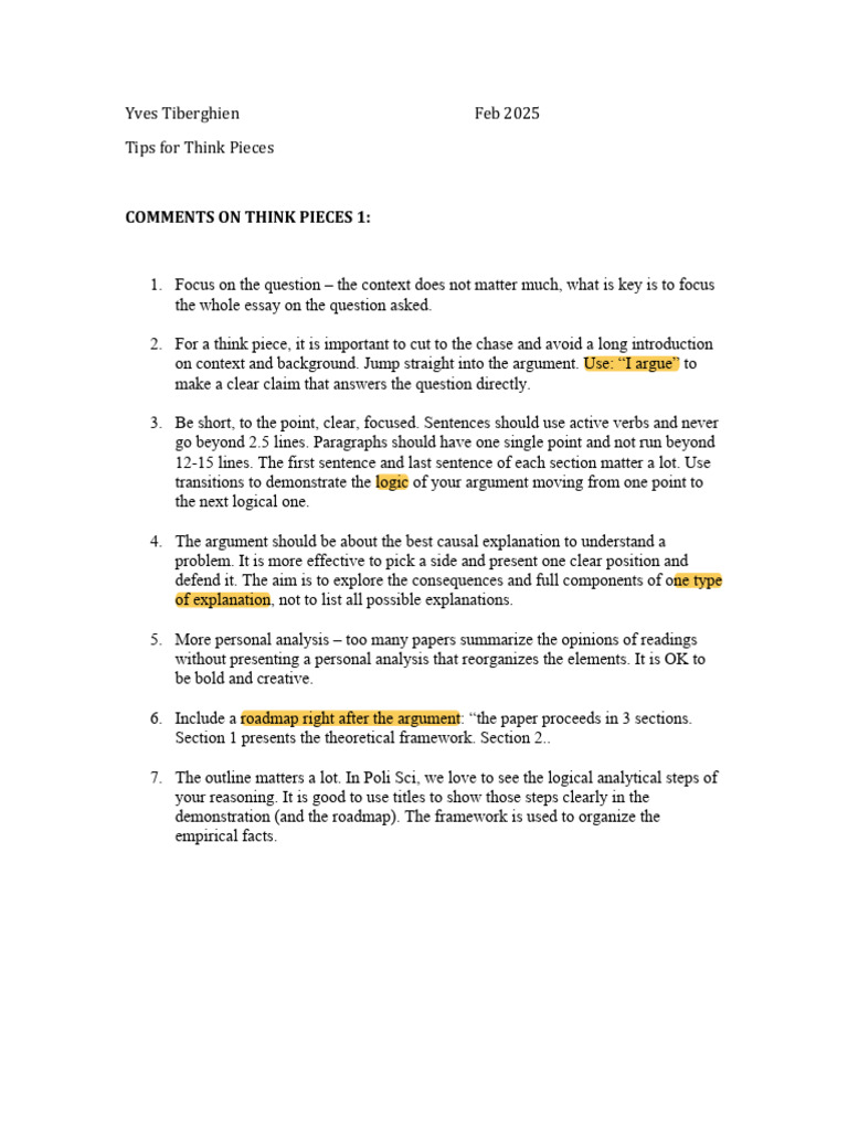 Crafting Effective Think Pieces | PDF