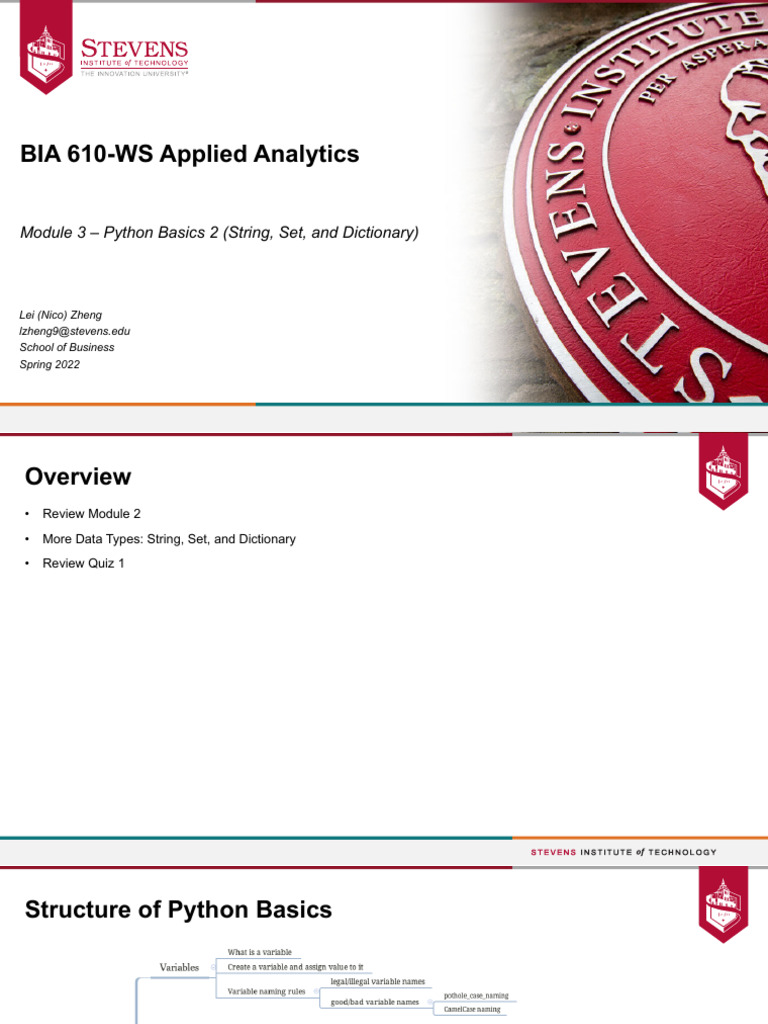 [Slides] BIA610-Applied Analytics- Module3 | PDF | String (Computer Science) | Data Type
