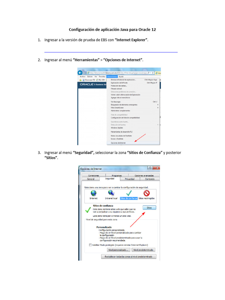 Manual Configuración Java Oracle R12 | PDF