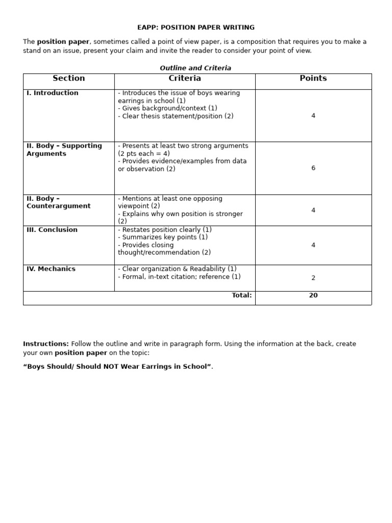 Position Paper Writing Worksheet | PDF | Bullying | Gender Role