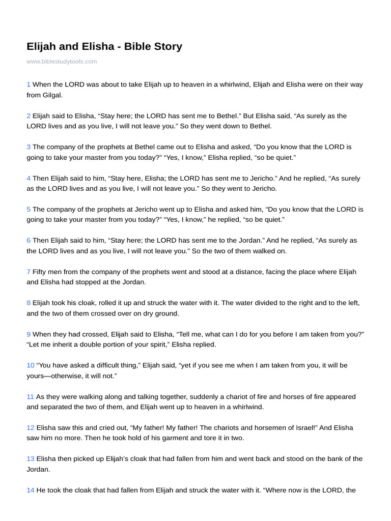 Elijah and Elisha: Biblical Journey | PDF | Elijah | Books Of The ...