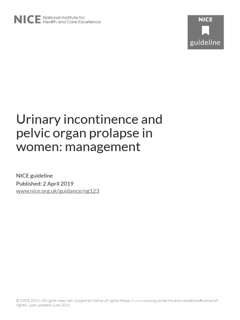 IC NICE | PDF | Urinary Incontinence | Urinary Tract Infection