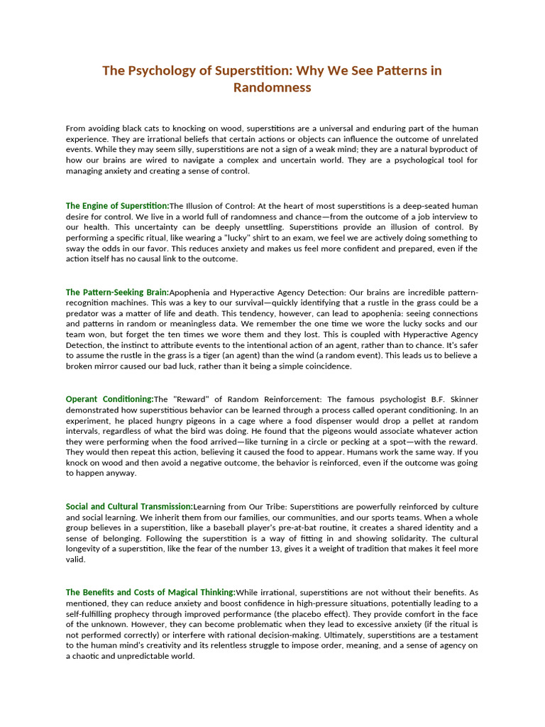 05 - The Psychology of Superstition - Why We See Patterns in Randomness ...