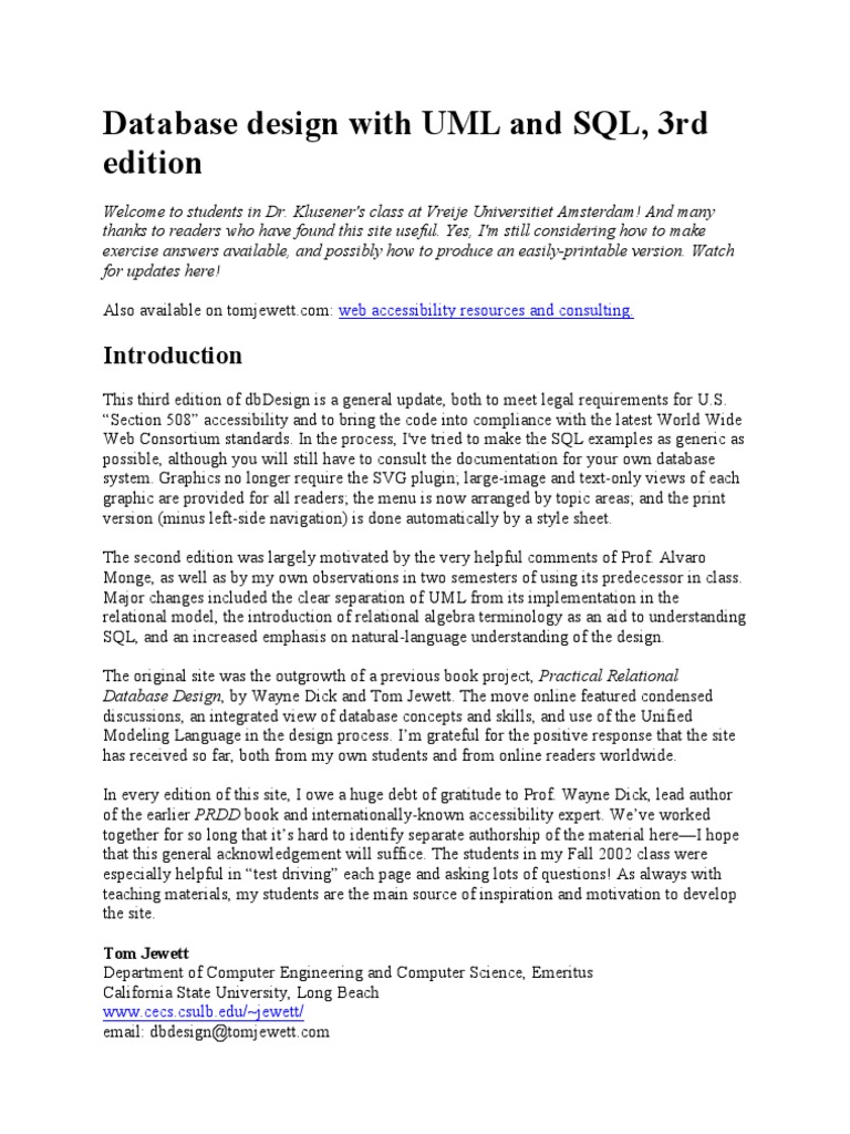 Database Design With UML and SQL | PDF | Relational Model | Relational ...