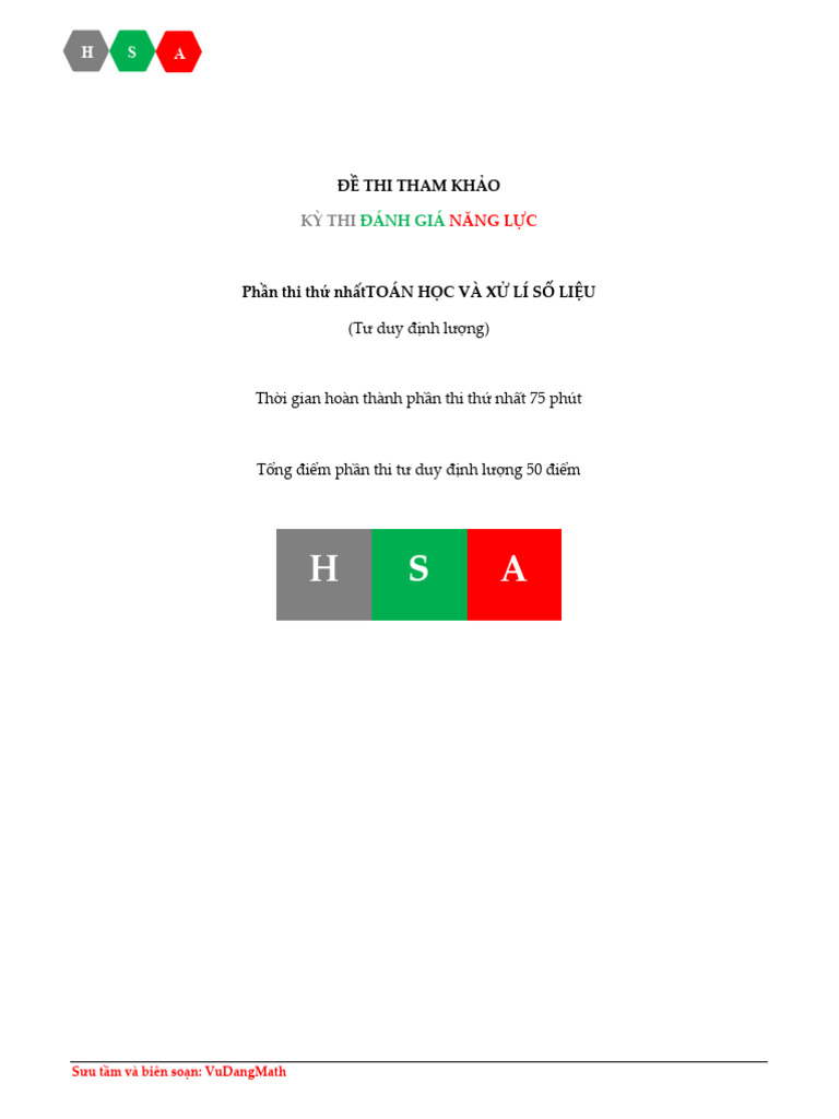 HSA ĐỀ 01 | PDF