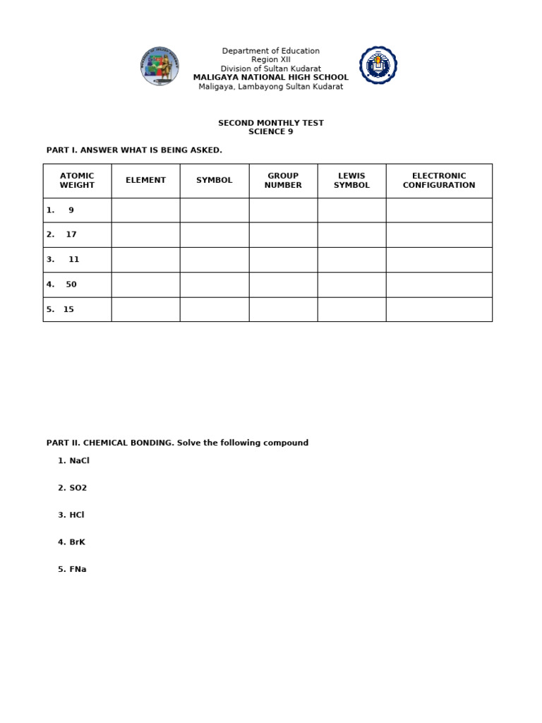 9 - 2nd Monthly Test | PDF