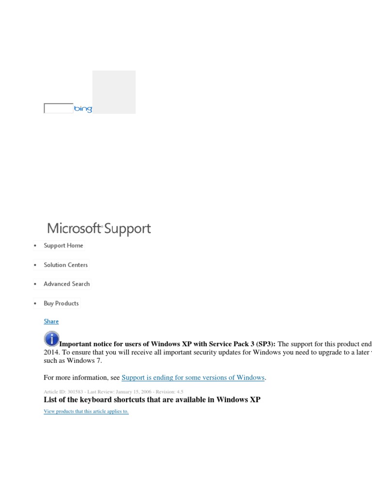 Windows XP Keyboard Shortcuts Guide | PDF | Microsoft Windows | Remote ...