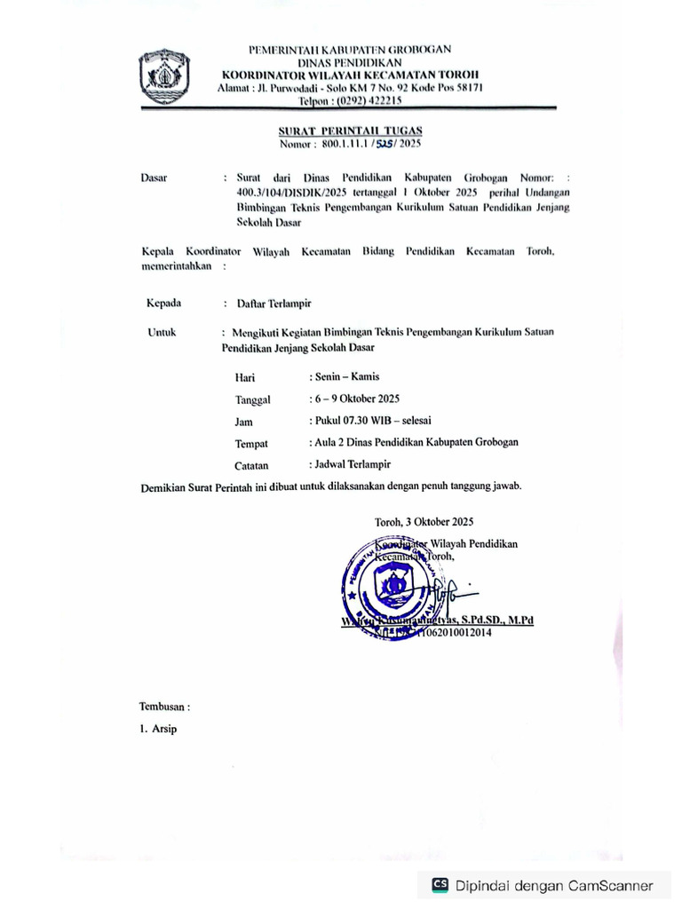 Surat Tugas Diklat KSP | PDF