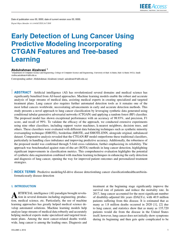 Lung Cancer Detection via AI Modeling | PDF | Machine Learning ...
