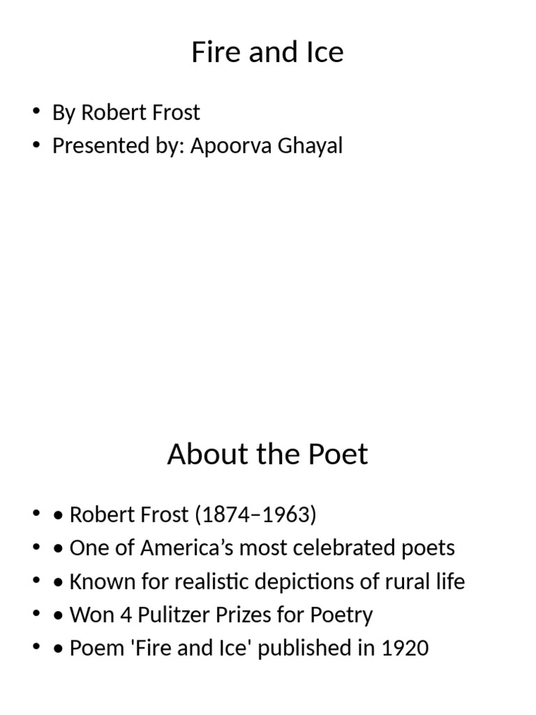 Robert Frost's "Fire and Ice" Analysis | PDF