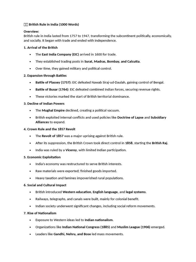 British Rule in India | PDF