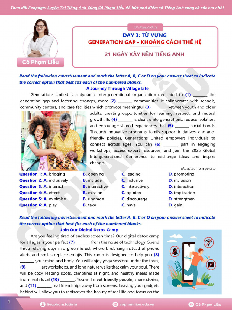 Day 3 Vocabulary Generation Gap Khoang Cach The He PDF | PDF