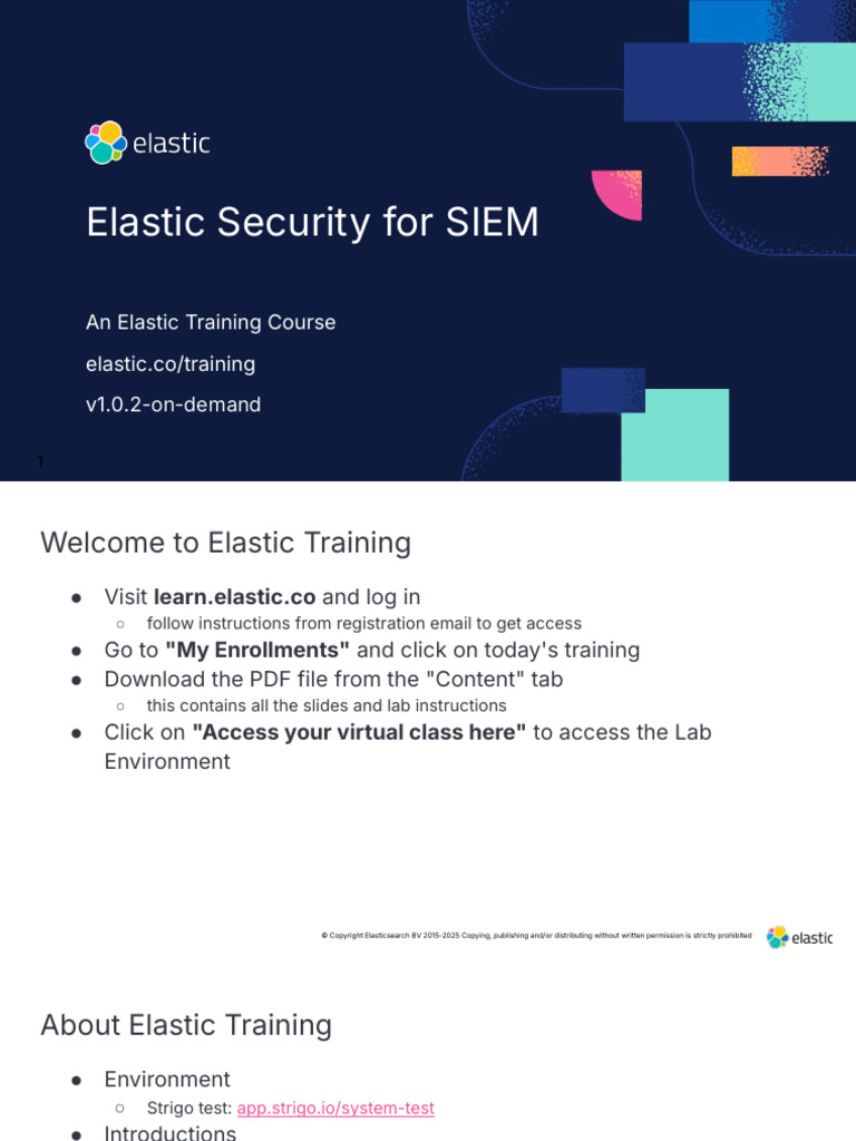 Elastic Security SIEM Training Overview | PDF | Data Type | Software ...