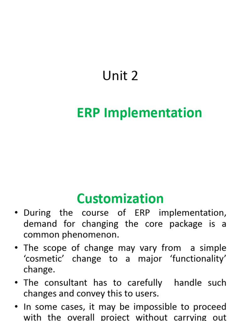 Unit 2 ERP Implementation | PDF | Enterprise Resource Planning | Project Management