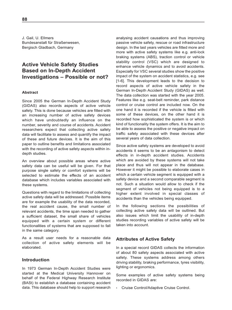 Active Vehicle Safety Data Insights | PDF | Traffic Collision | Anti ...