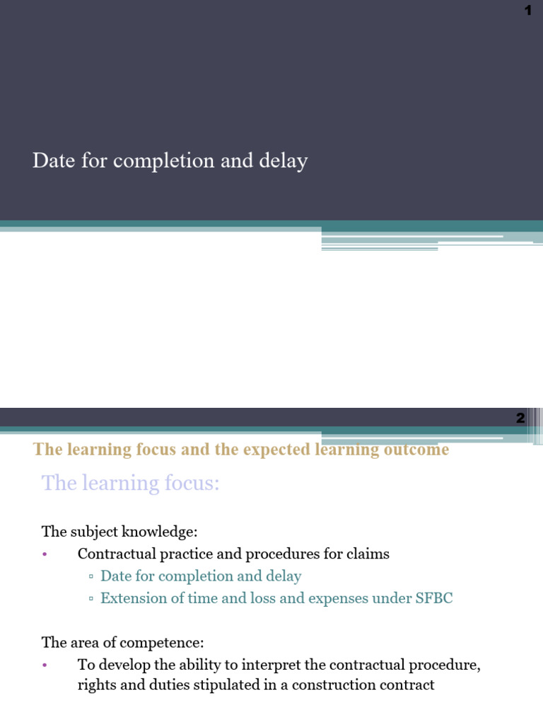 L5 - Date For Completion and Delay - 20250924 | PDF | Damages | Breach ...