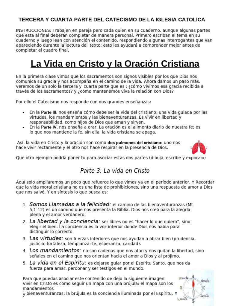 TERCERA Y CUARTA PARTE DEL CATECISMO DE LA IGLESIA CATOLICA - Clase 18 ...