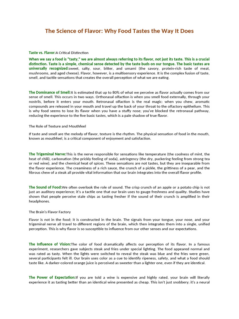 The Science of Flavor Explained | PDF | Taste | Senses