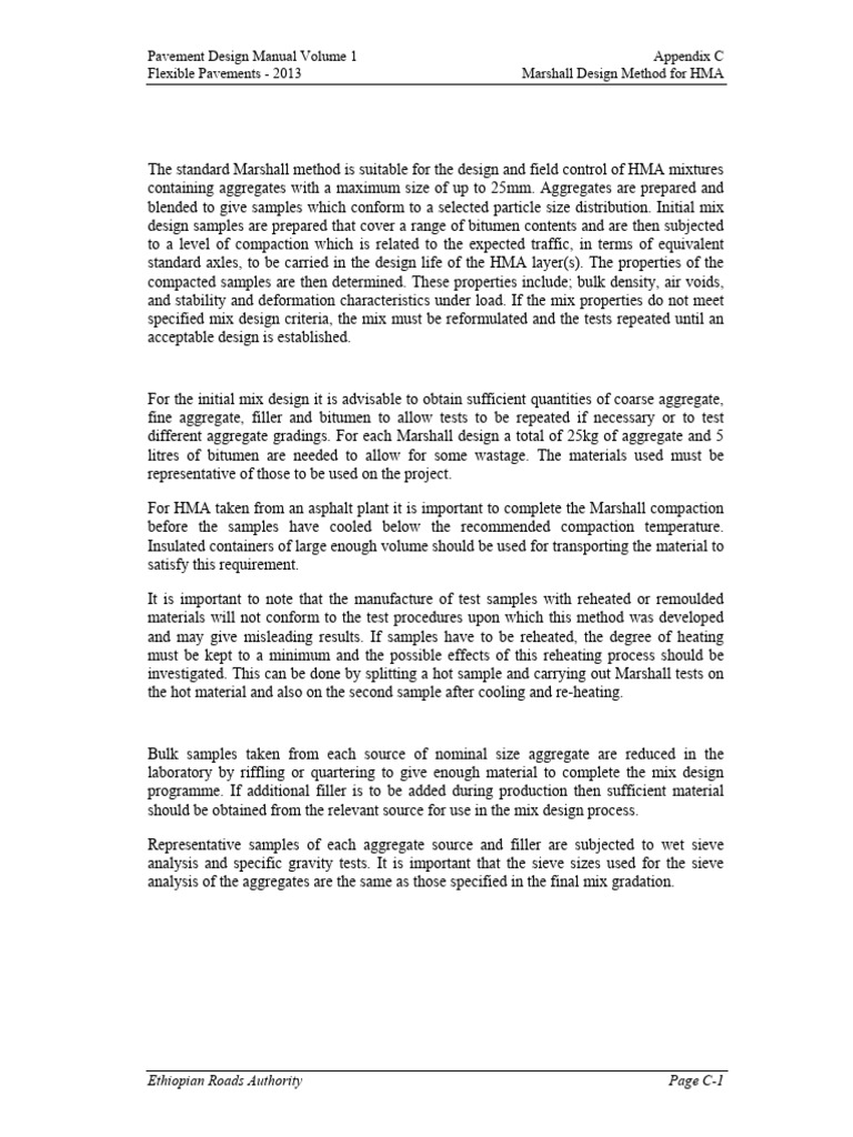 Marshall Design Method For HMA (Appendix C, ERA Flexibele Pave. Design Manu. 2013) | PDF ...