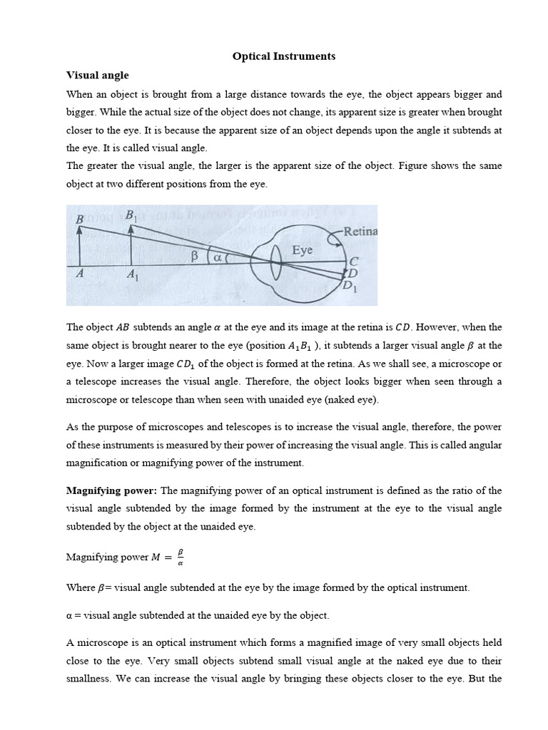 Optical Instruments 2025 - 2026 | PDF | Angular Resolution | Electromagnetic Spectrum