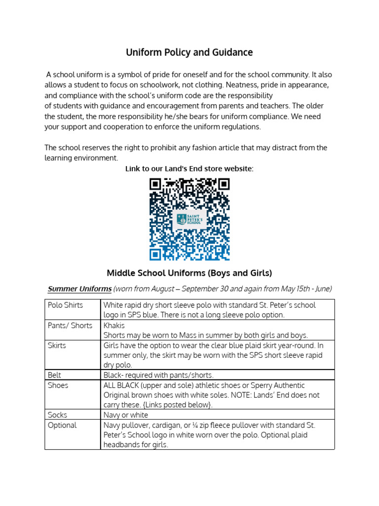 Uniform Policy and Guidance Updated | PDF | Sweater | Sock