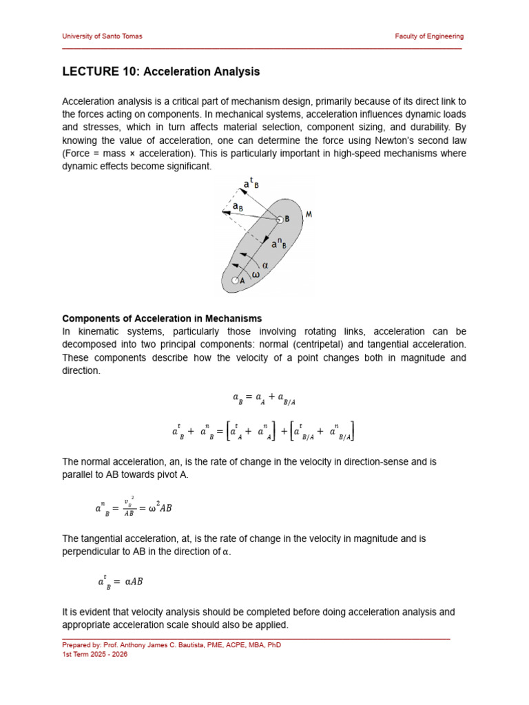 Acceleration Analysis in Mechanisms | PDF | Acceleration | Force