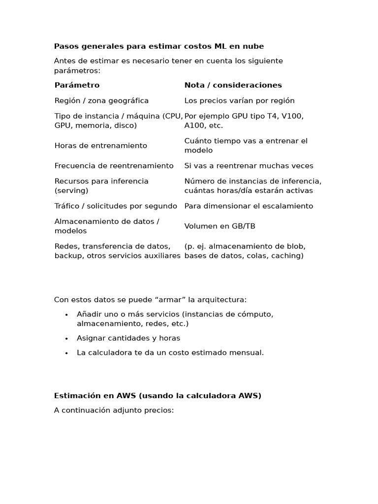 Pasos Generales para Estimar Costos ML en Nube | PDF | Microsoft Azure ...