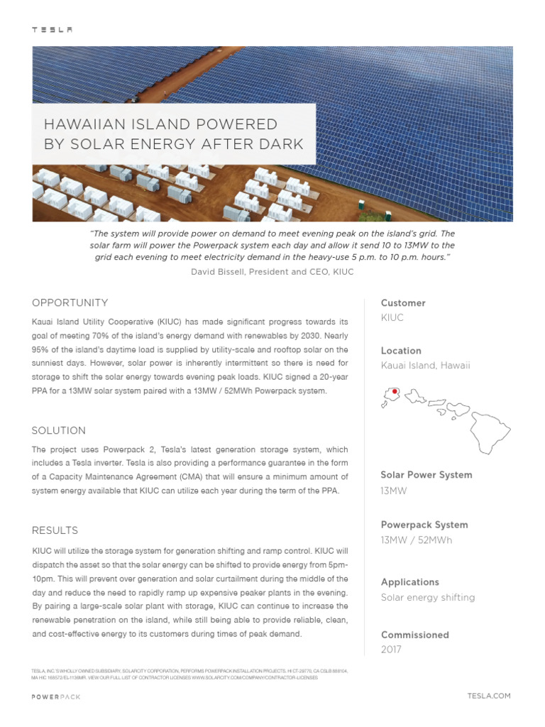 Tesla KIUC Case Study 2017 | PDF | Solar Power | Electric Power