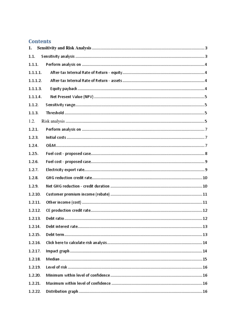 Retscreen Help Sensitivity And Risk Analysis Pdf Net Present Value