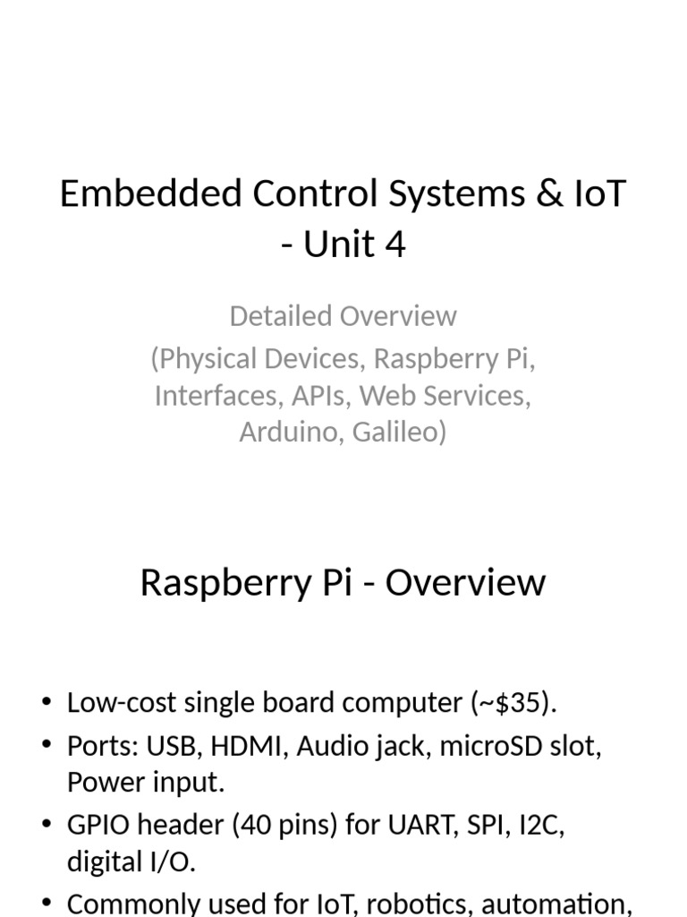 Unit4 Embedded IoT Detailed | PDF | Raspberry Pi | Computer Networking