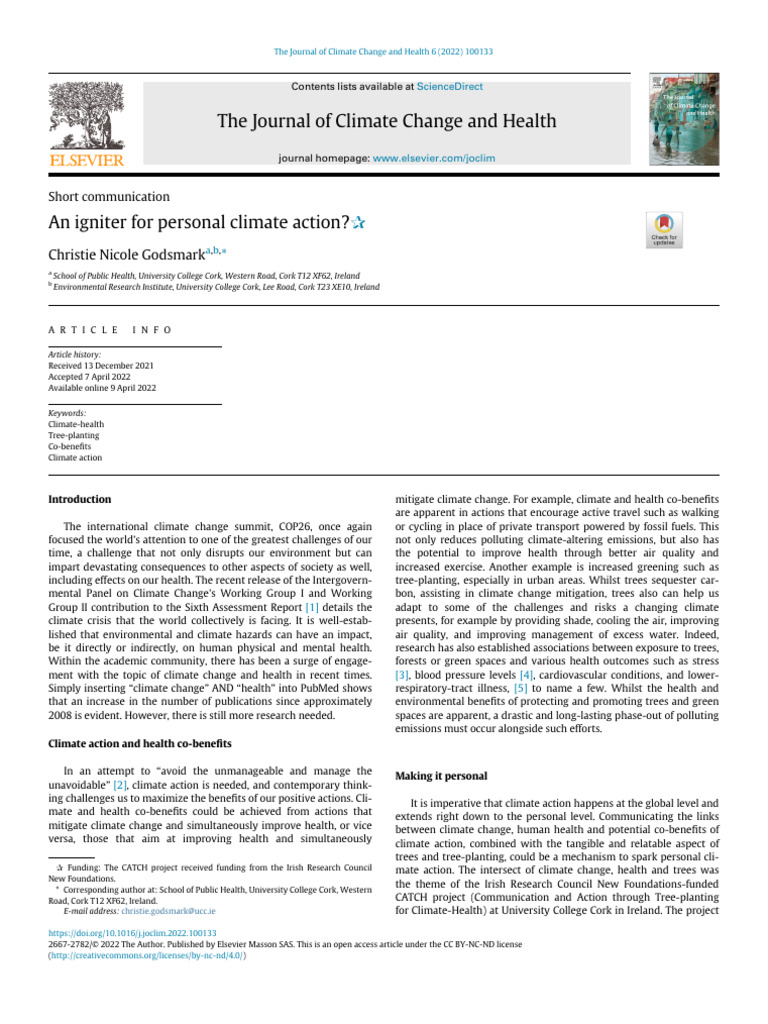 An Igniter For Personal Climate Act 2022 The Journal of Climate Change ...