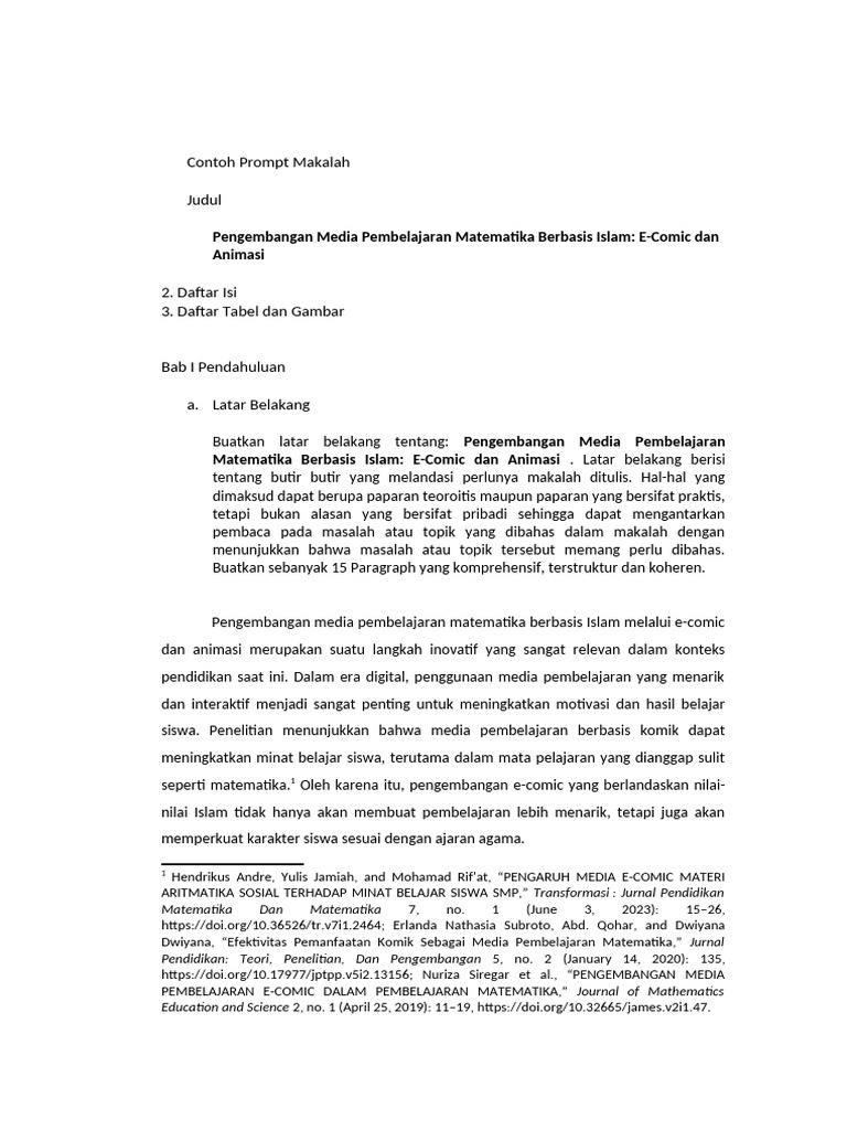 Contoh Prompt Makalah - PSI-1 | PDF