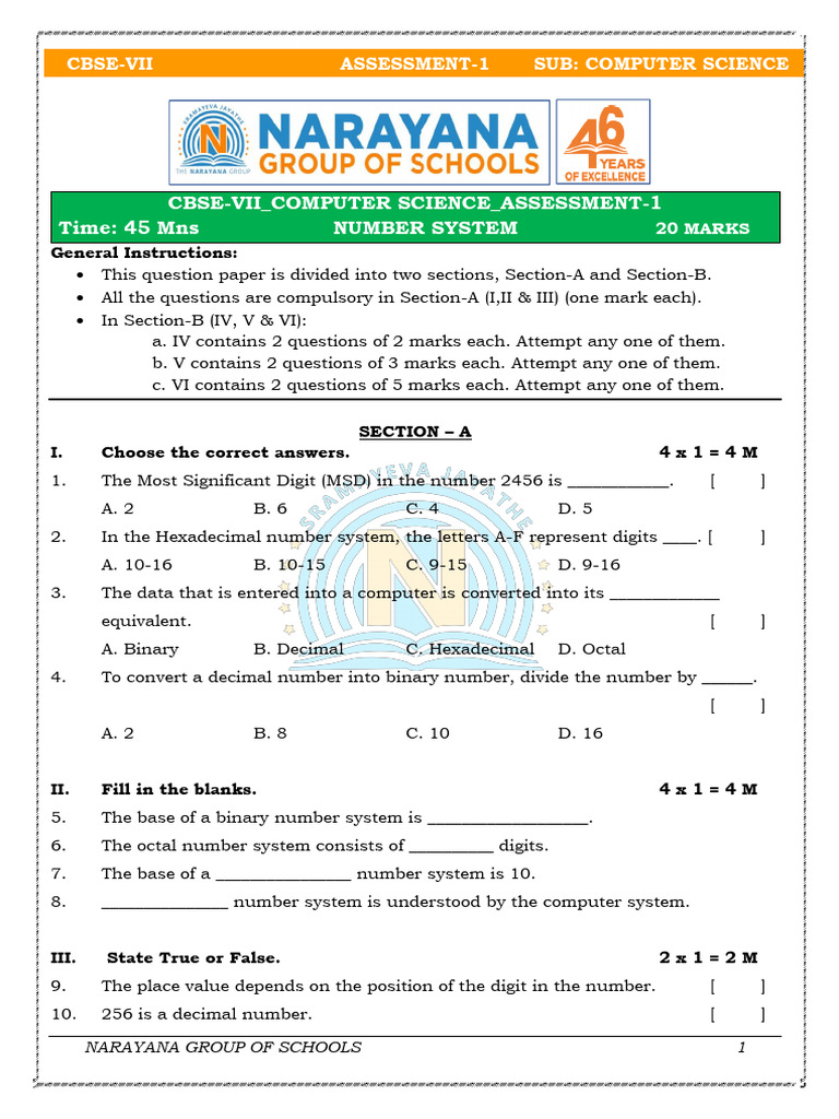 Cbse Vii Computer Science Pt-2 Assessment-1 QP | PDF | Mathematical Notation | Mathematics