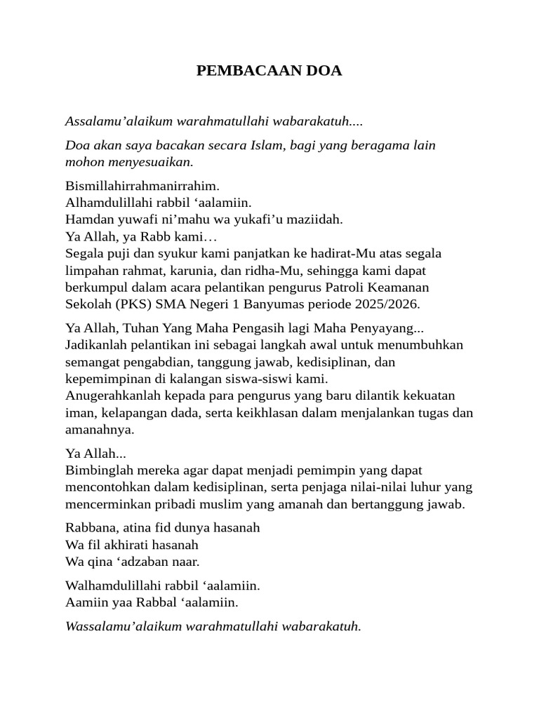Pembacaan Doa | PDF