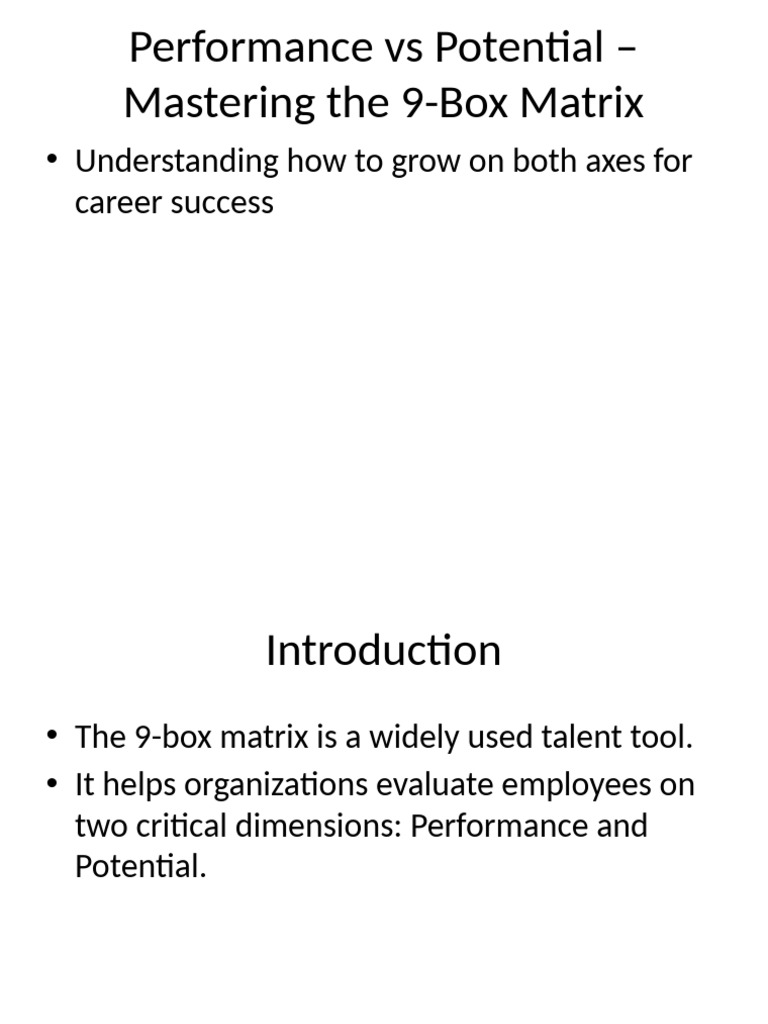 Performance Vs Potential 9box | PDF