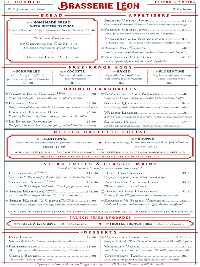 Brasserie Leon Brunch Menu April 2024 | PDF | French Cuisine | Sauce