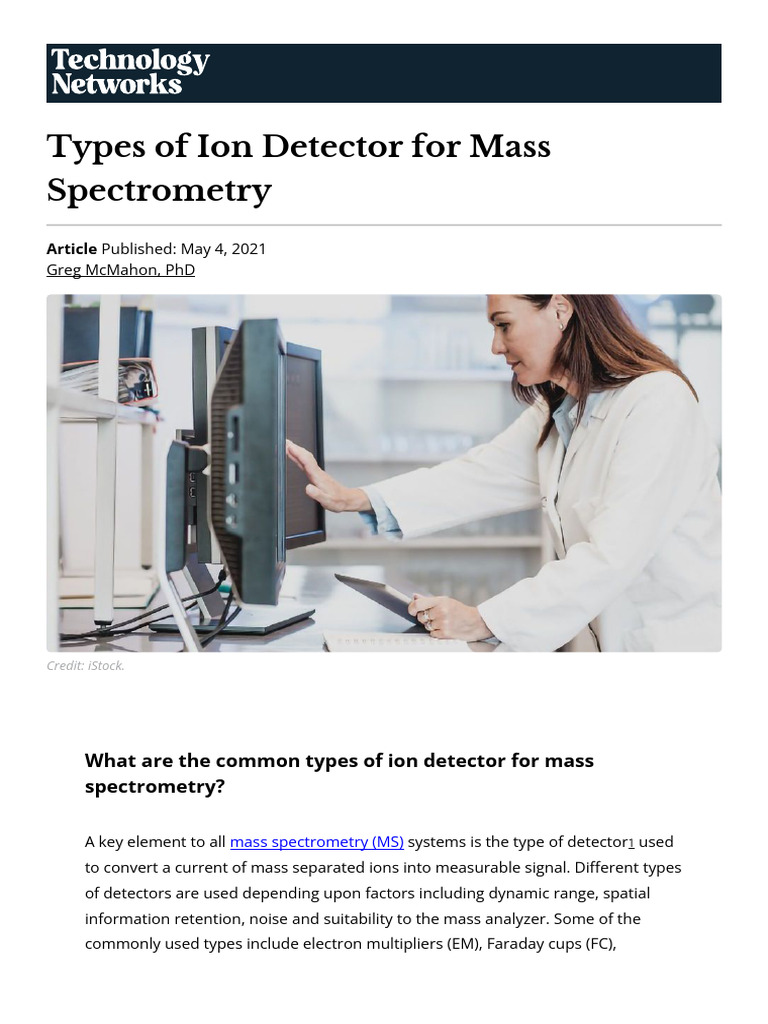 Ion Detectors in Mass Spectrometry | PDF | Mass Spectrometry | Electric ...