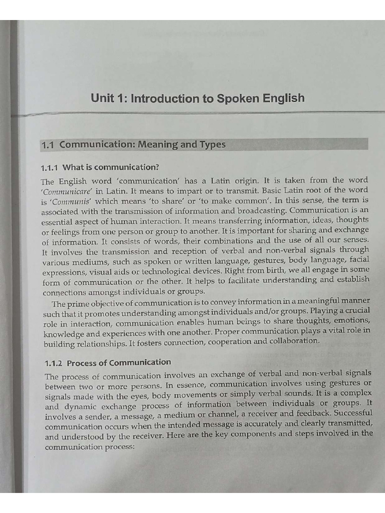 Spoken Communication Unit 1 | PDF