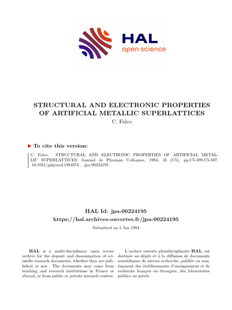 Structural and Electronic Properties of | PDF | Condensed Matter Physics | Physical Sciences