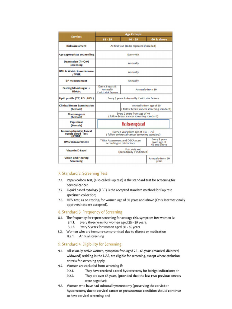 Updates in The Periodic Screening Frequency 2021 | PDF