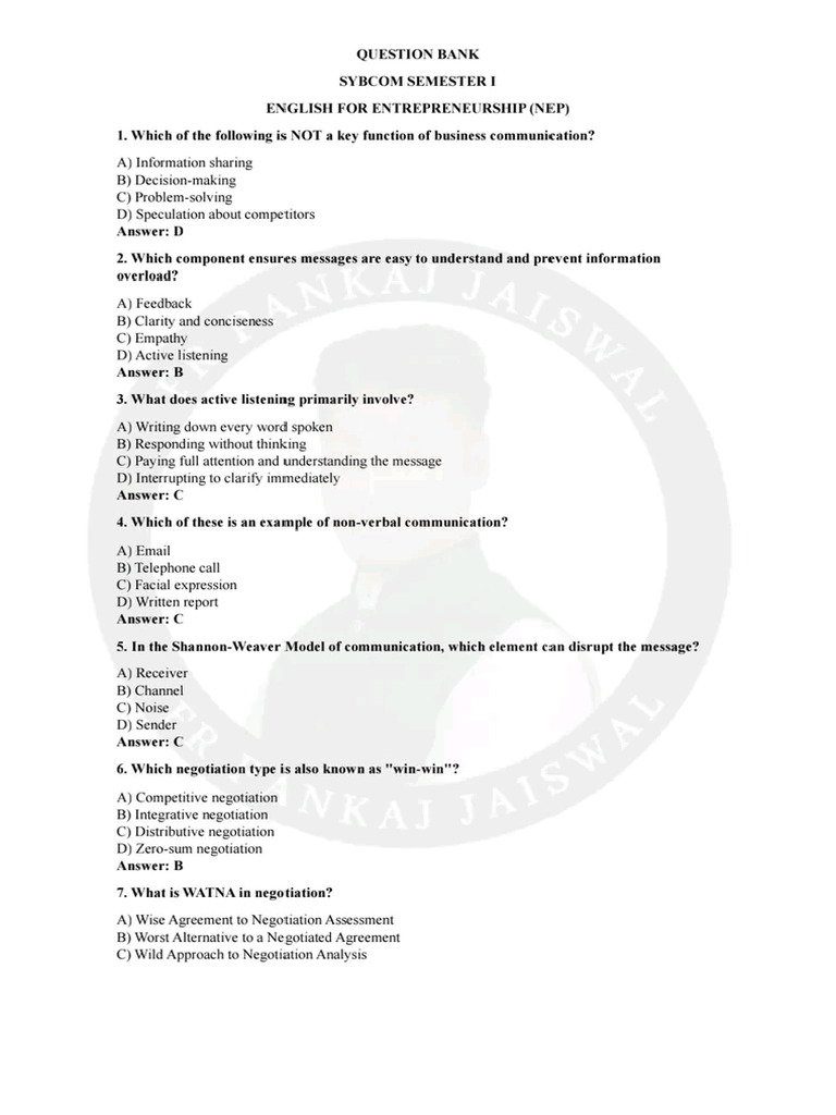 English MCQ Fy Bcom | PDF
