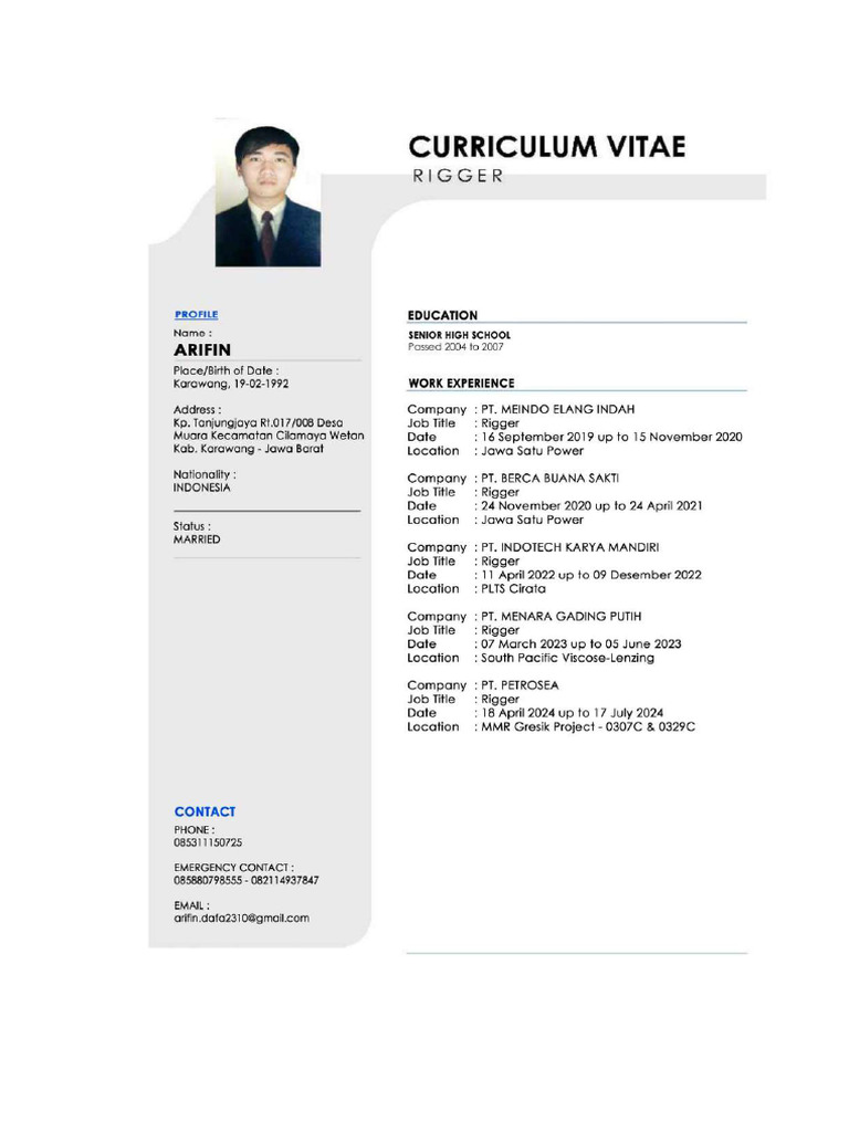 CV Arifin New 2024 | PDF