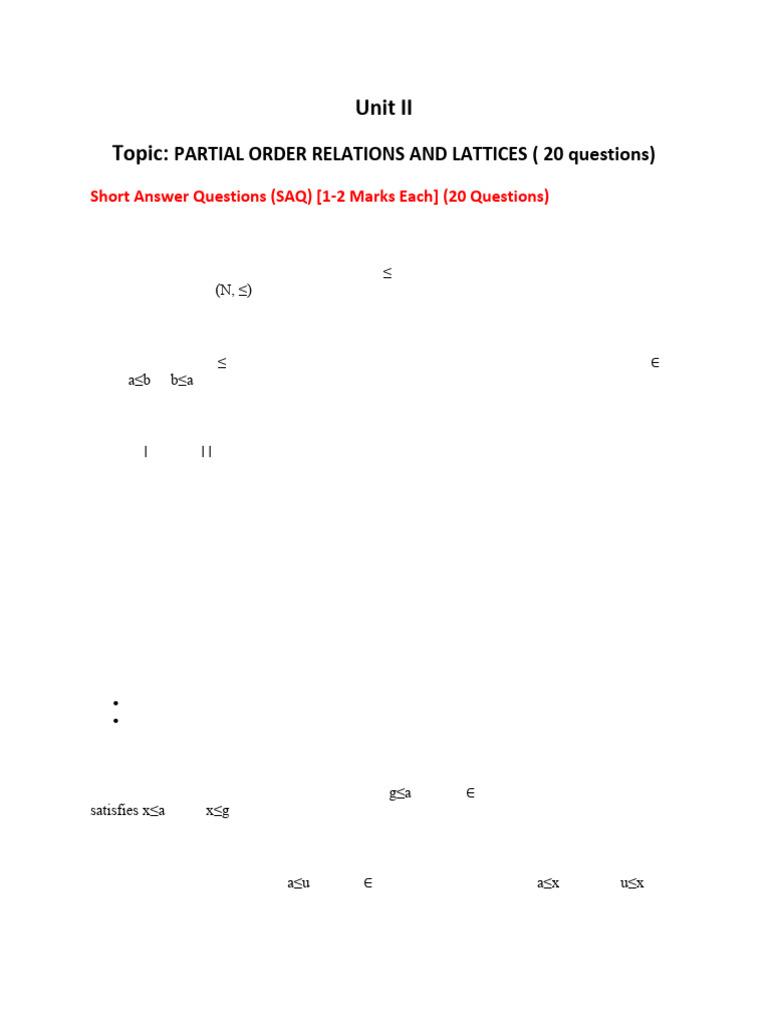 Partial Order Relations and Lattices Guide | PDF | Mathematical ...