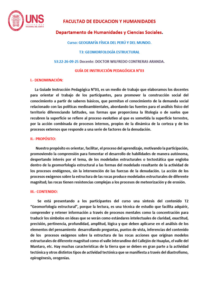 Tema N°03 Geomorfologia Estructural. | PDF | Temblores | Sismología