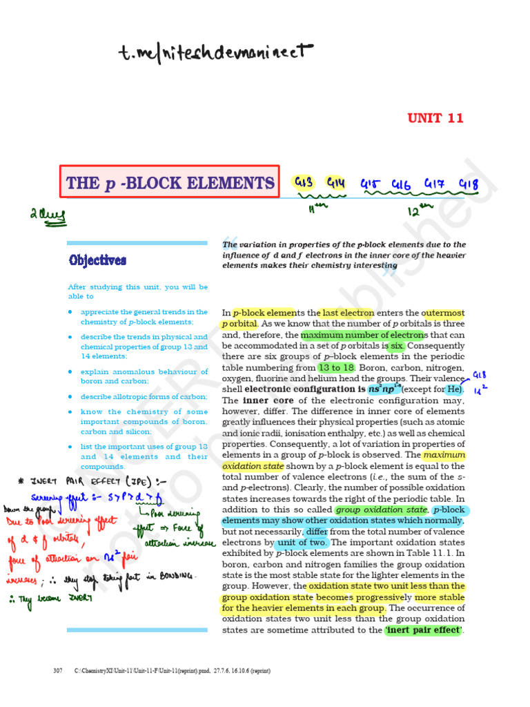 Understanding p-Block Elements Chemistry | PDF | Periodic Table | Aluminium