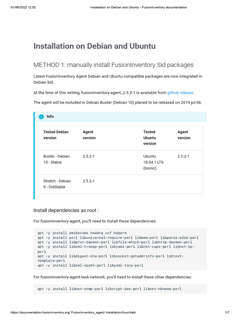 Installation On Debian and Ubuntu - FusionInventory Documentation | PDF | Linux Distribution ...