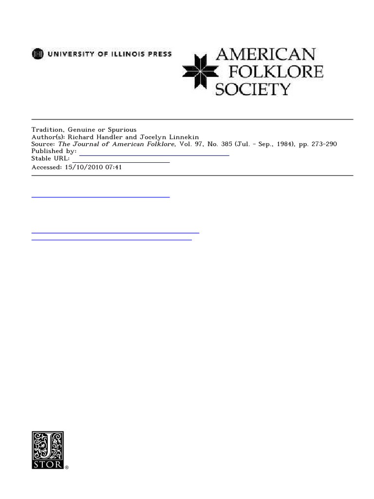 Understanding Tradition: Genuine vs. Spurious | PDF | Traditions | Folklore