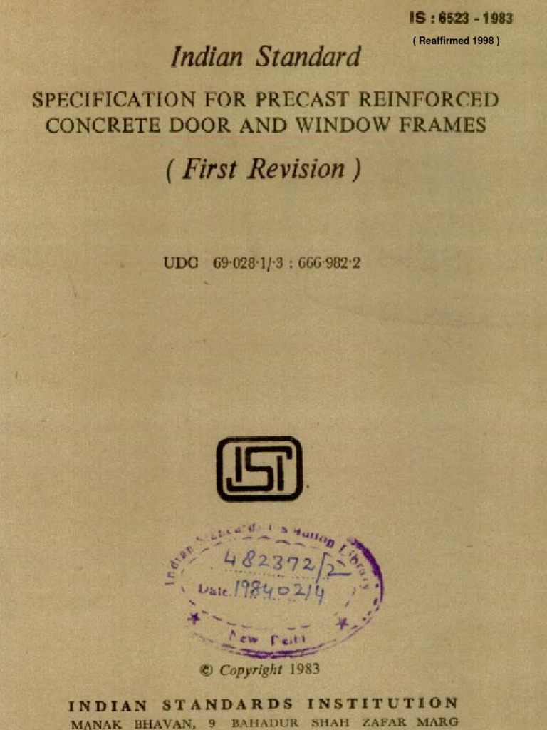 Is 6523 | PDF | Concrete | Door